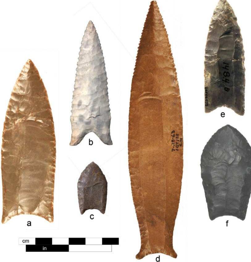 Examples of paleoindian fluted projectile points from north
