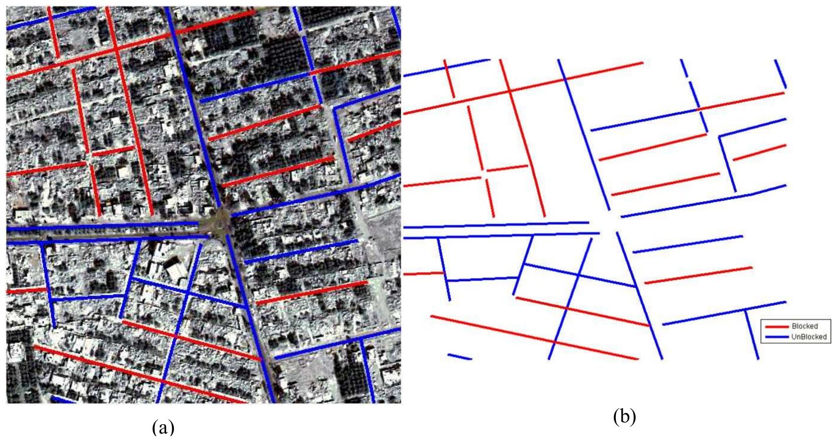 Result of damage assessment (a) blocked road map