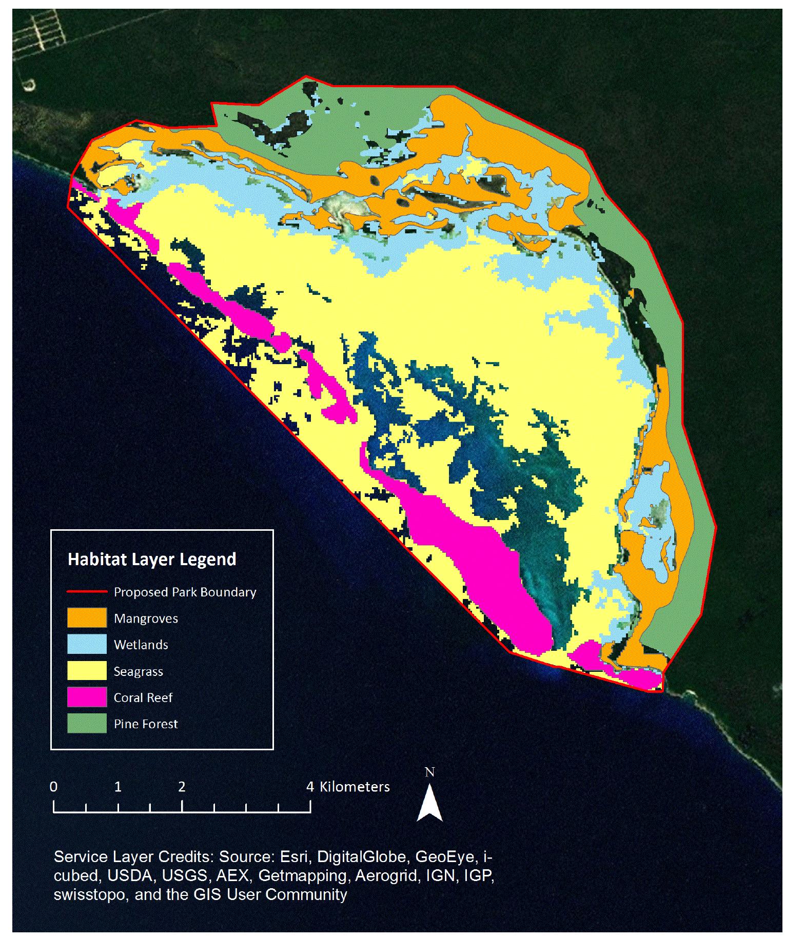 Cross harbour habitat distribution map