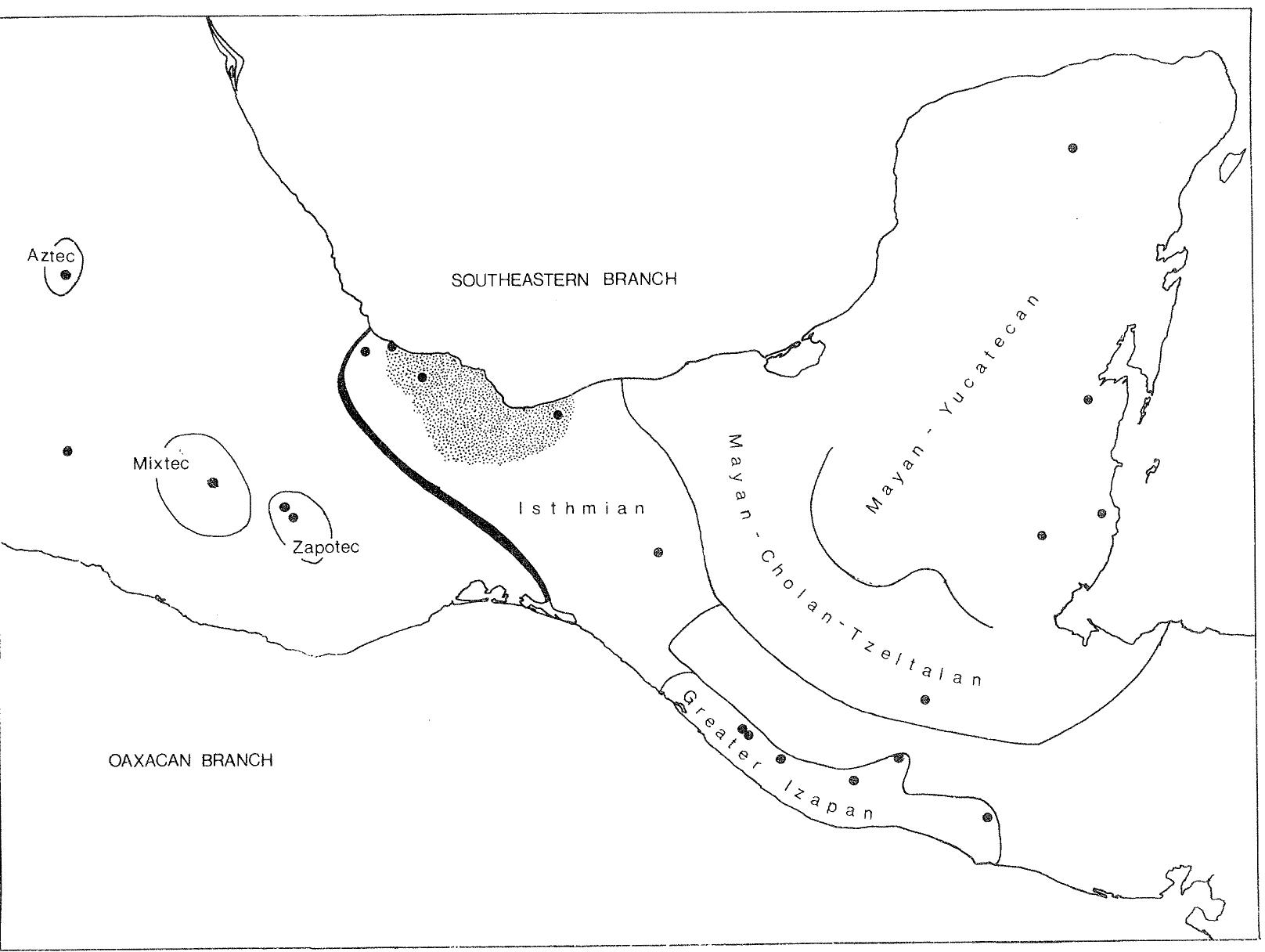 Major mesoamerican script groups. the heavy line separates
