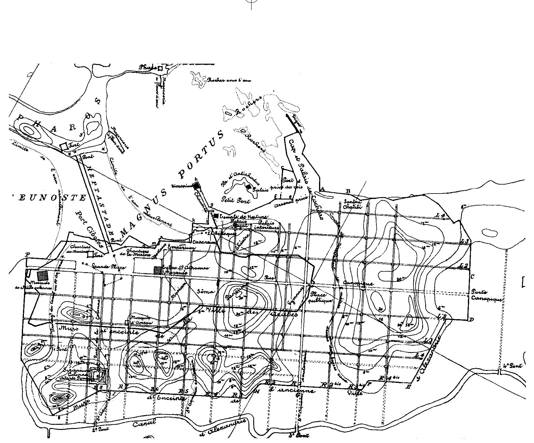 Plan of ancient alexandria drawn in 1866 by mahmoud bey el