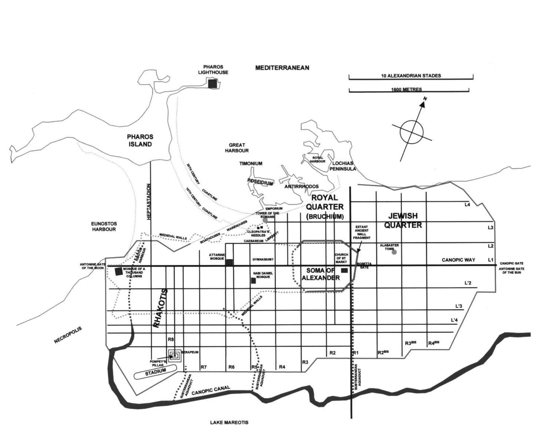 Revised plan of ancient alexandria (drawn by the author).