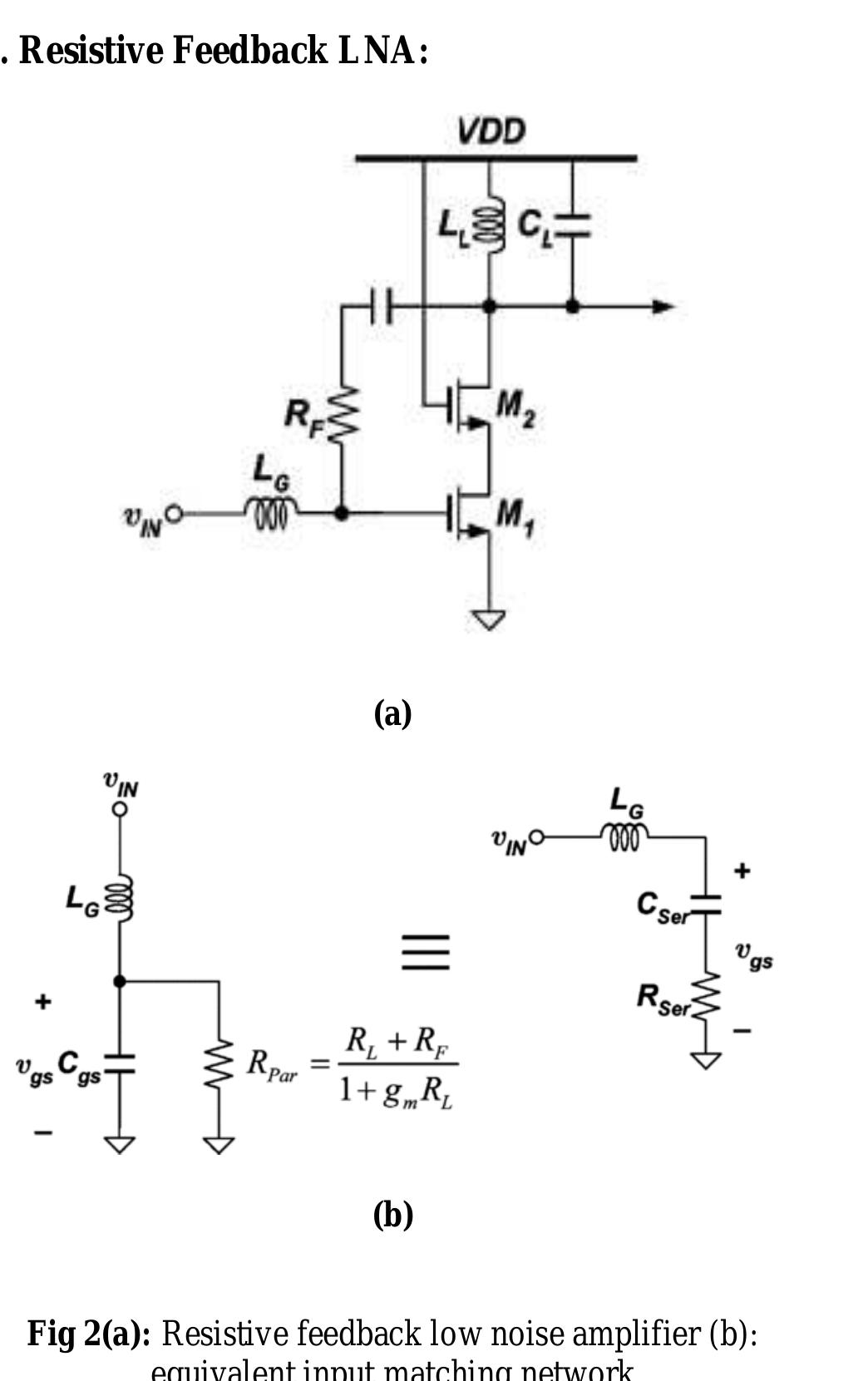 (2) shows the rf lna schematic ,the series rlc resonator