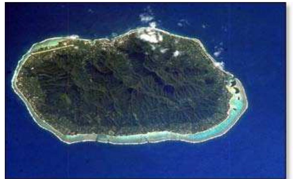 Satellite map of rarotonga island, cook islands, showing