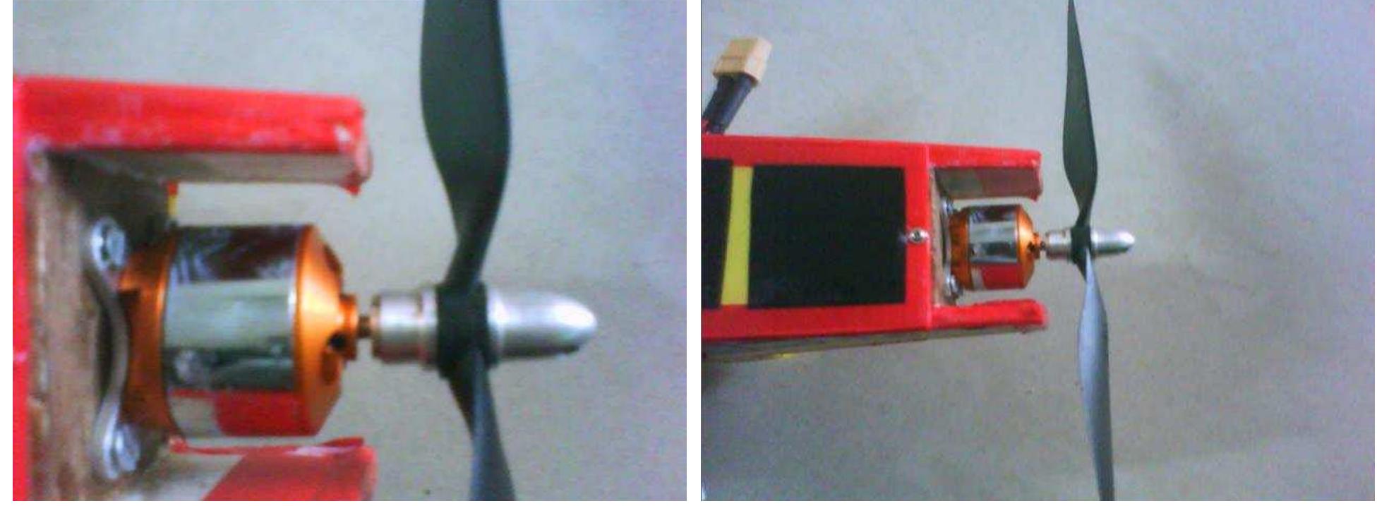 The propeller is fixed to the motor on the shaft, which