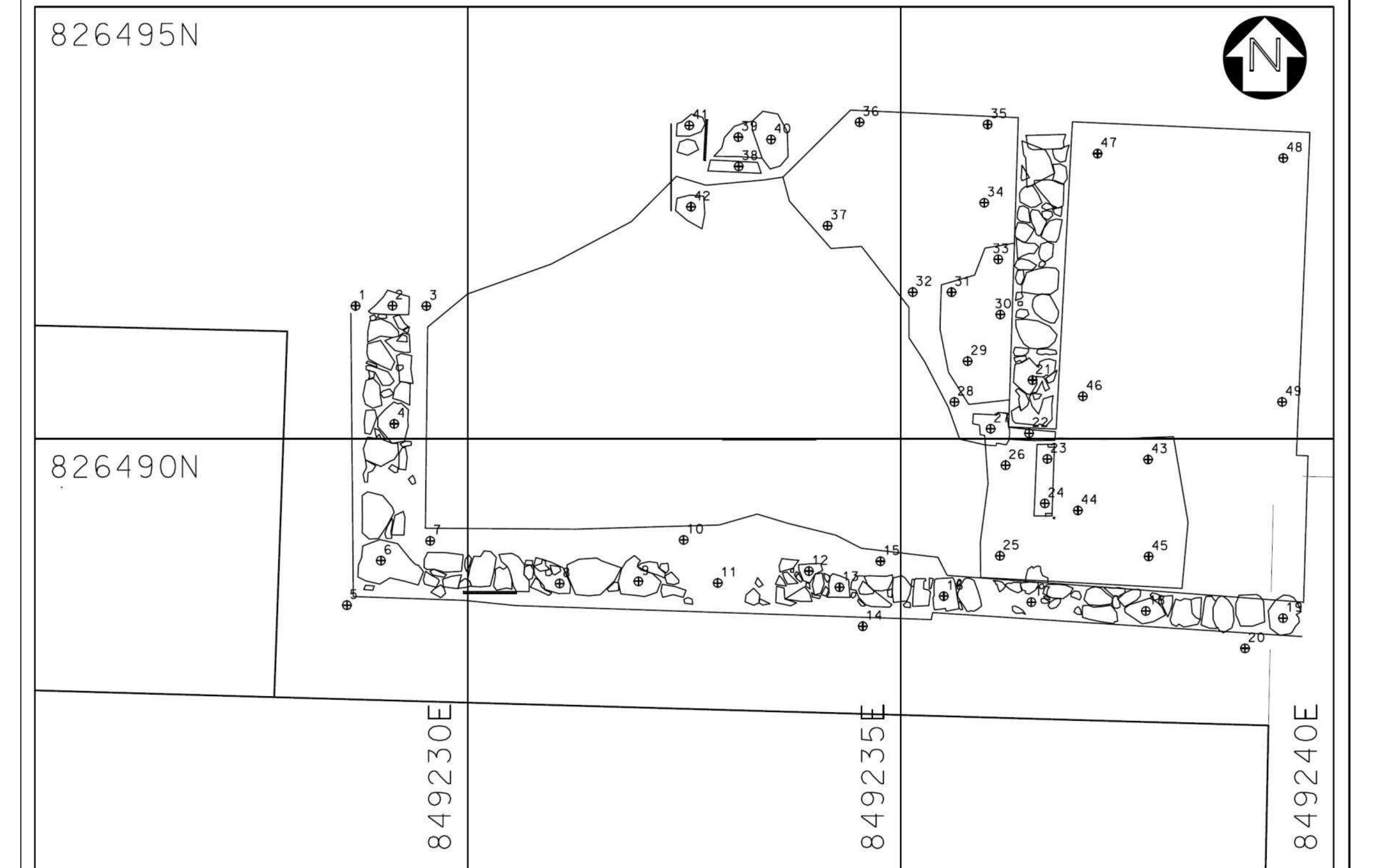 A: old chapel t1: spot height locations (for coordinates and