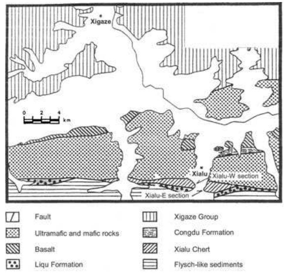 Geological map around the yarlung zangbo suture zone near