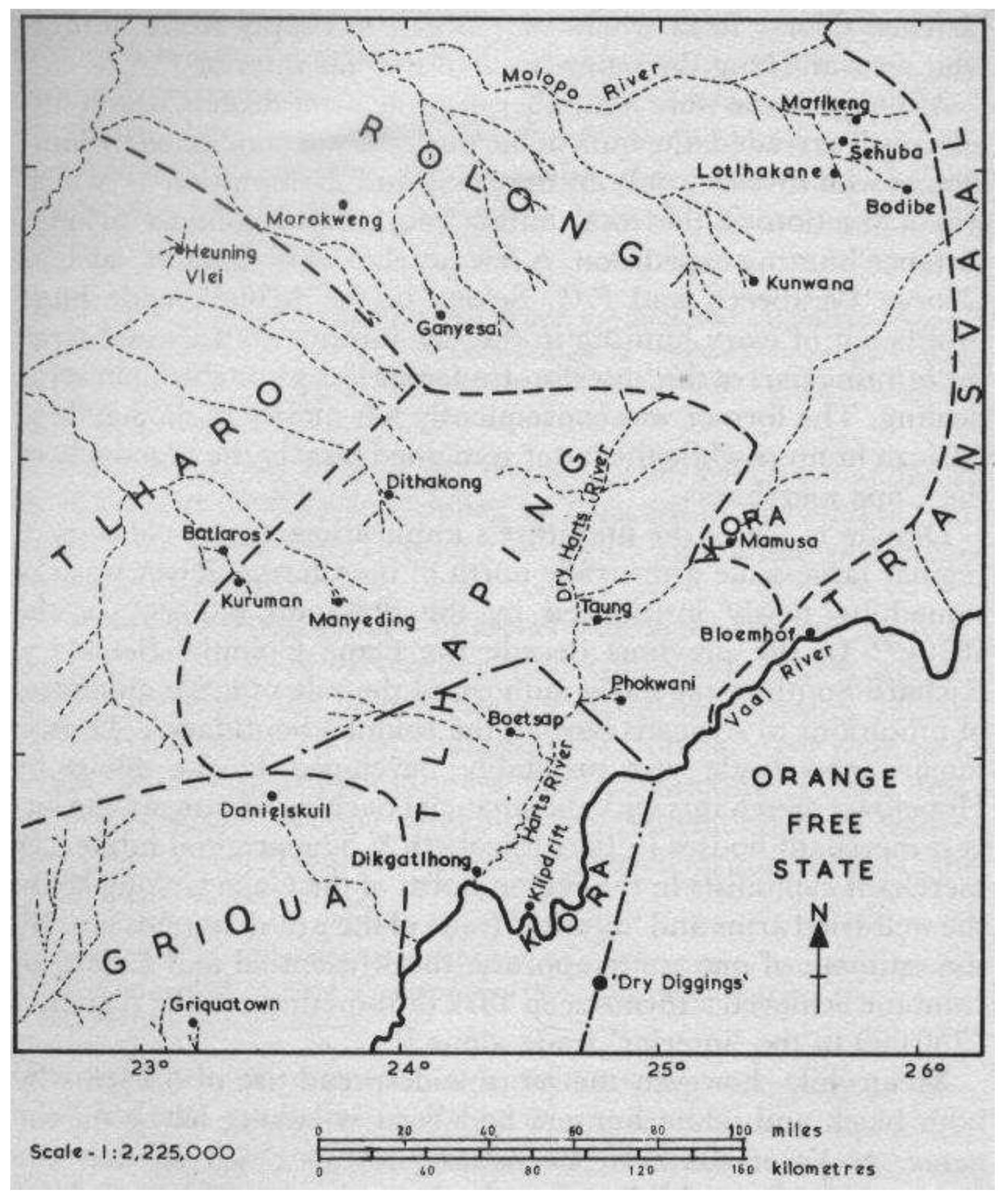 This map shows the settlement of the barolong in the