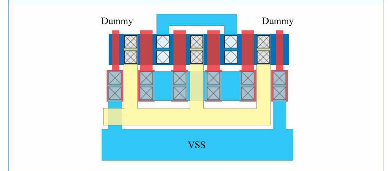 Transistor must share the diffusion with the non-dummy