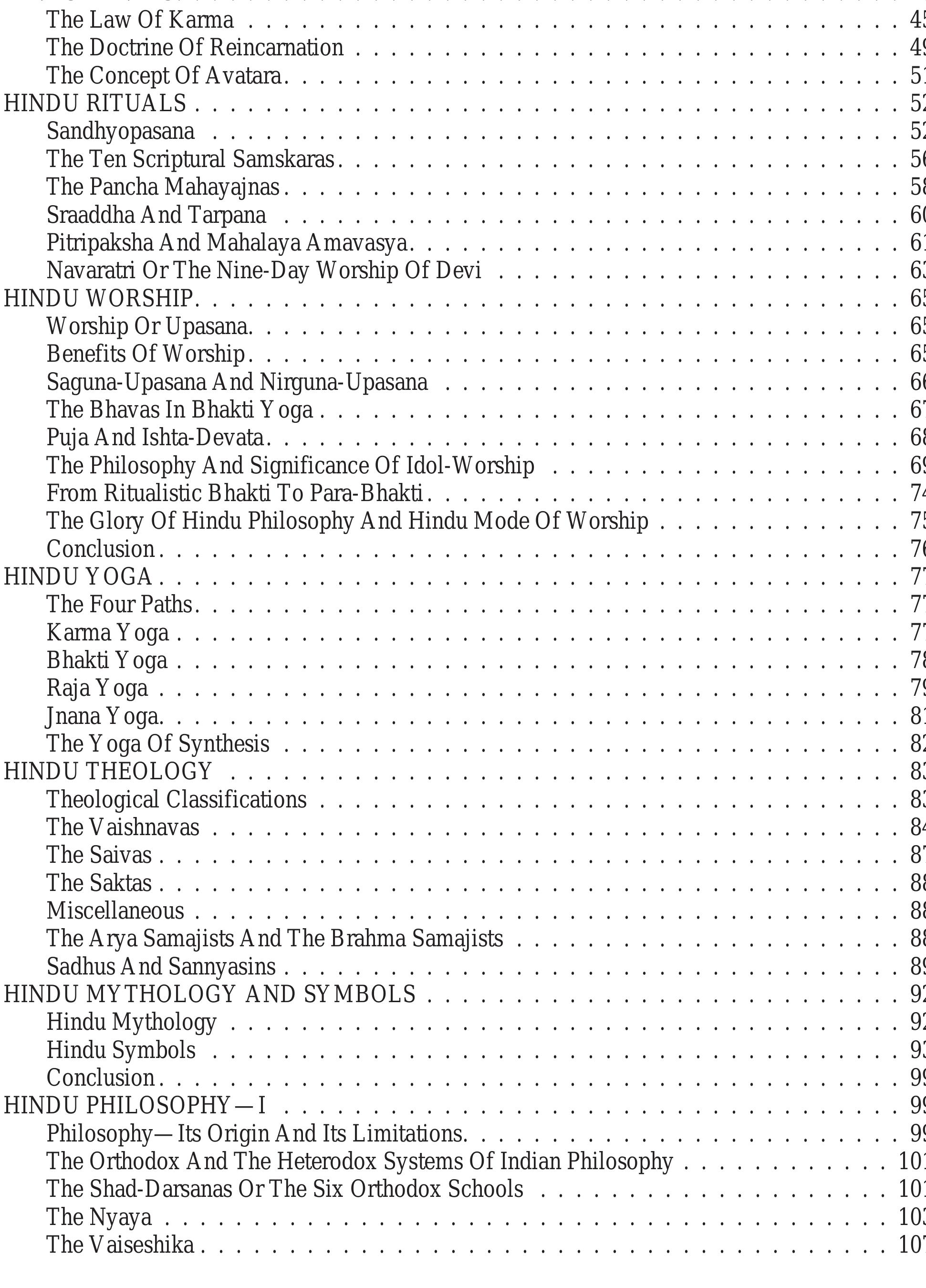 Table 2 - ALL ABOUT HINDUISM By SRI SWAMI SIVANANDA A DIVINE