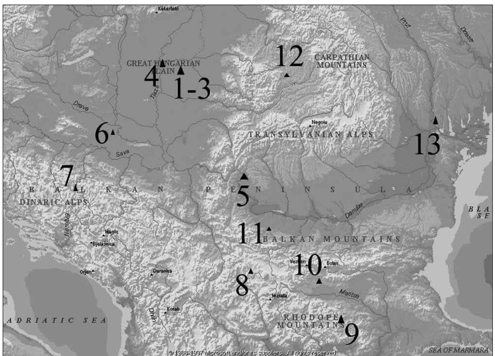 - distribution map of important early neolithic sites