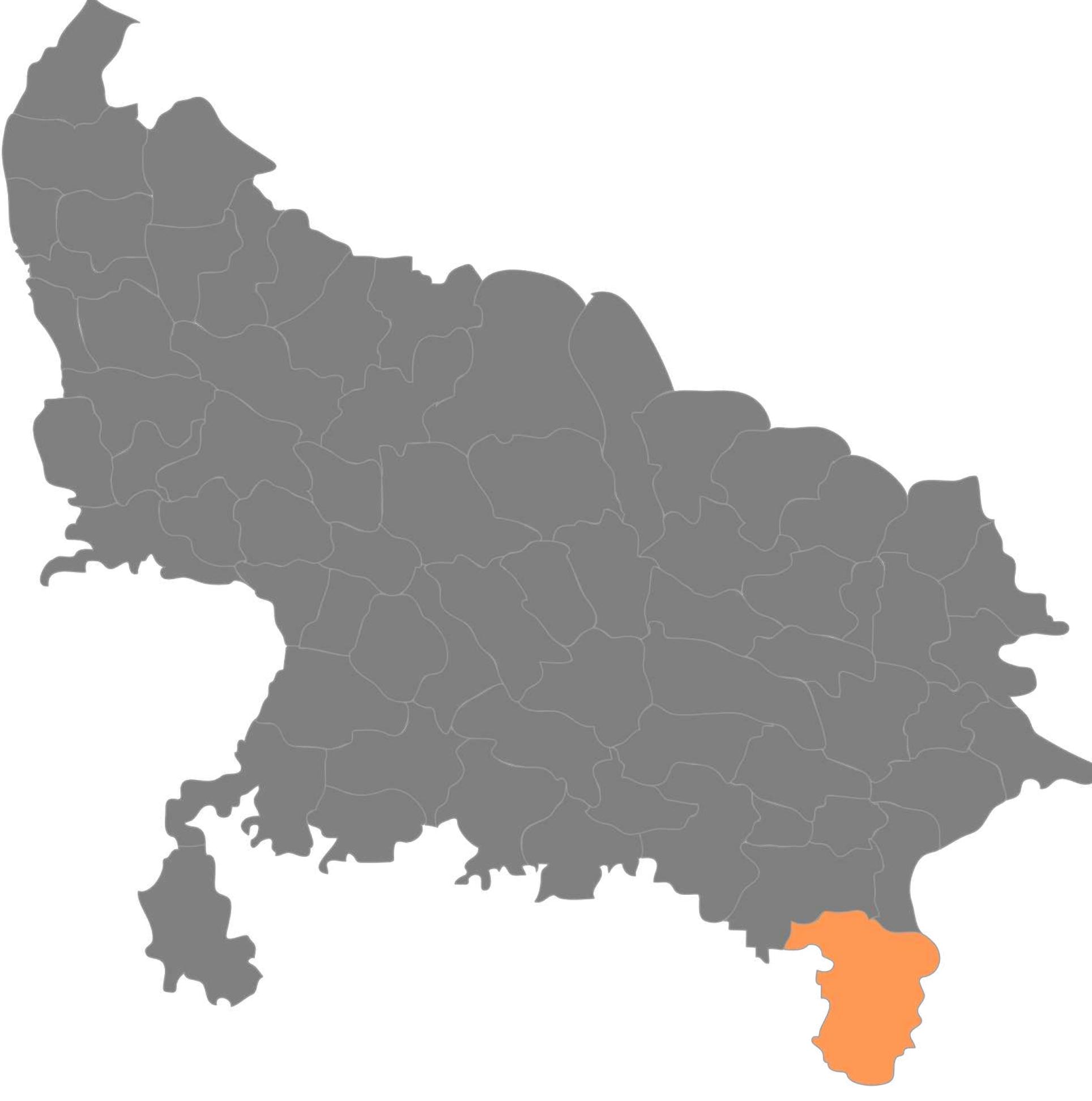 2 map showing location of sonbhadra district in uttar