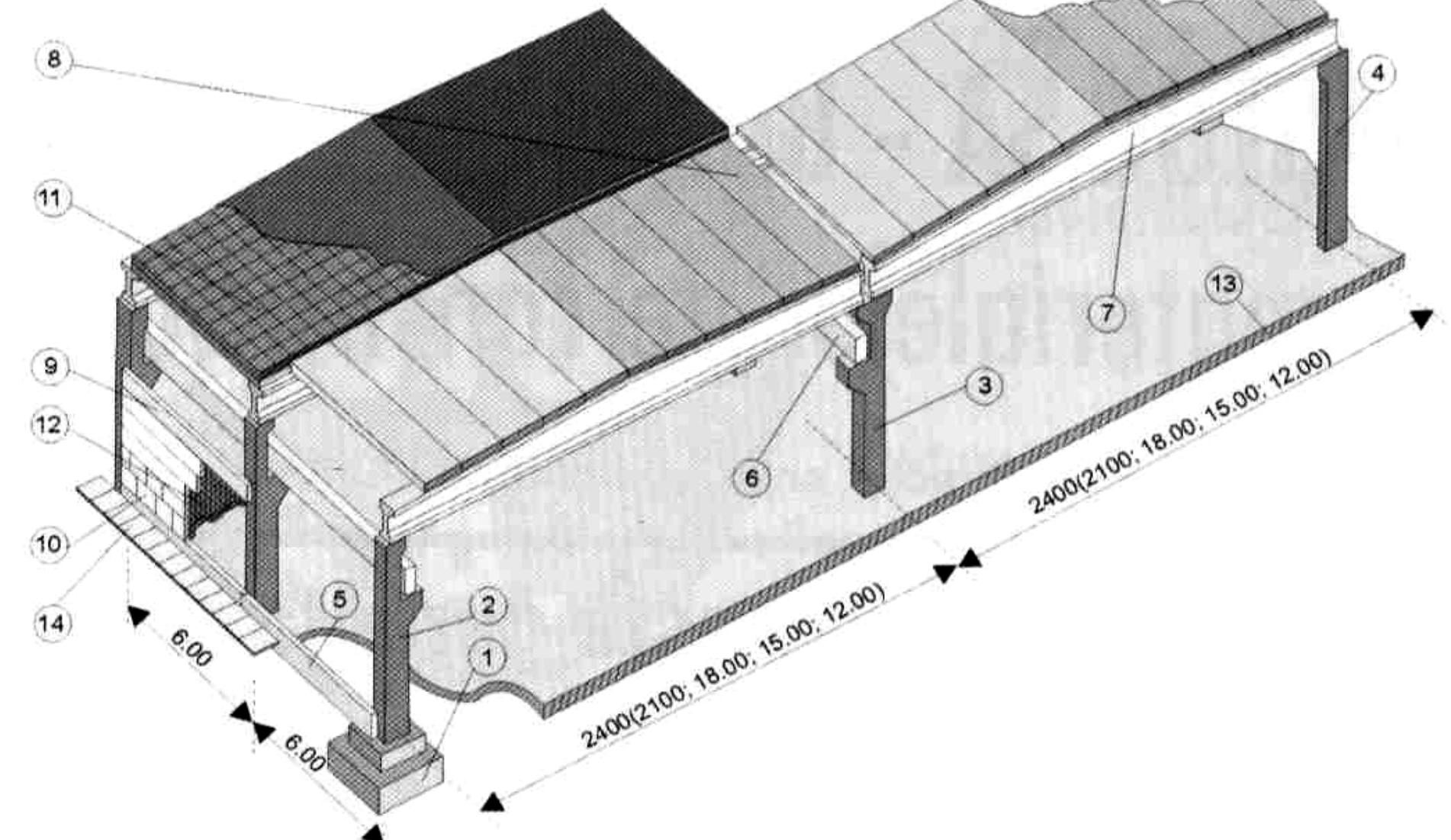 -1. transverse girder beam warehouse caption: 1. cup