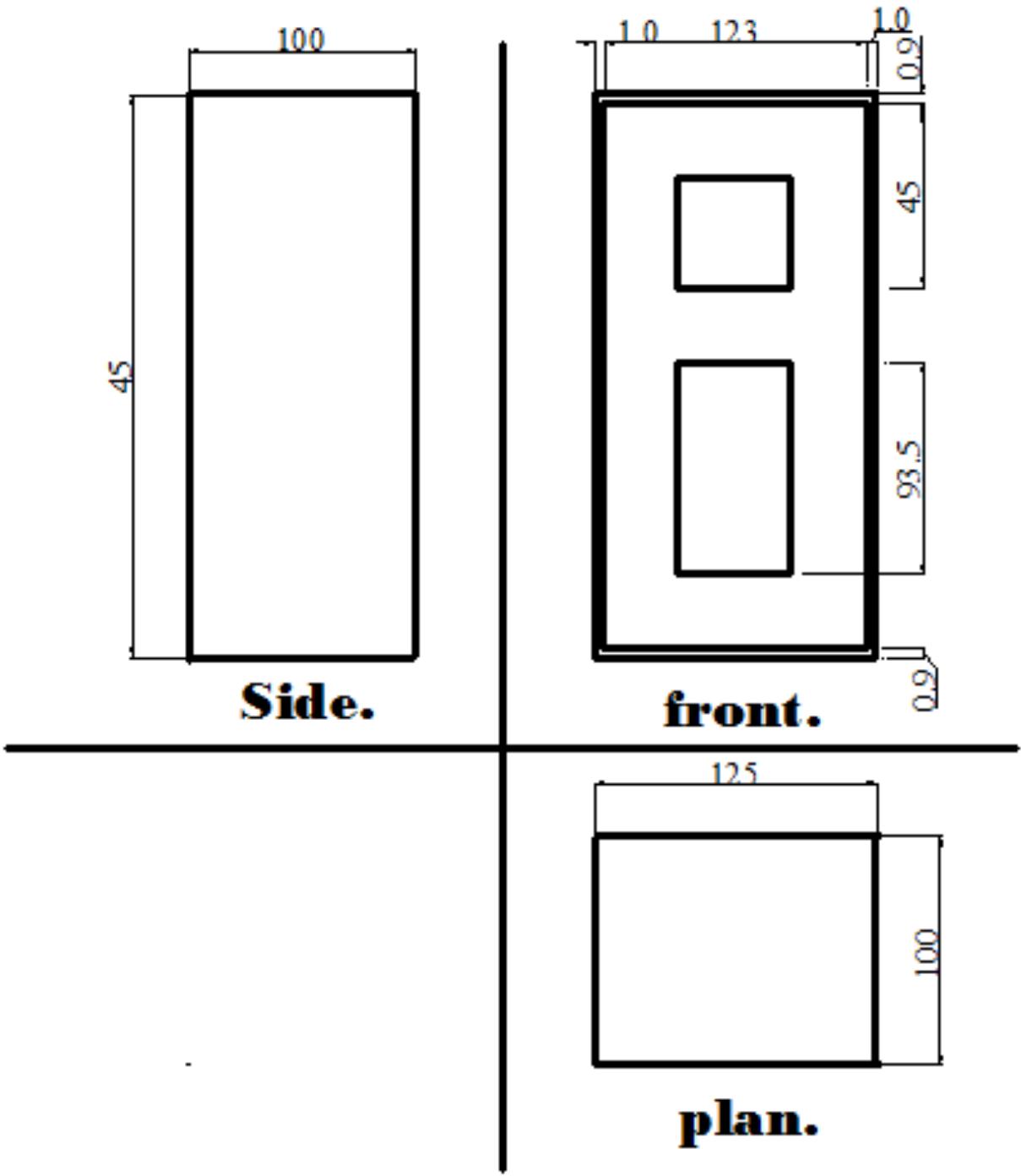 4 — orthographic drawing of the outdoor unit