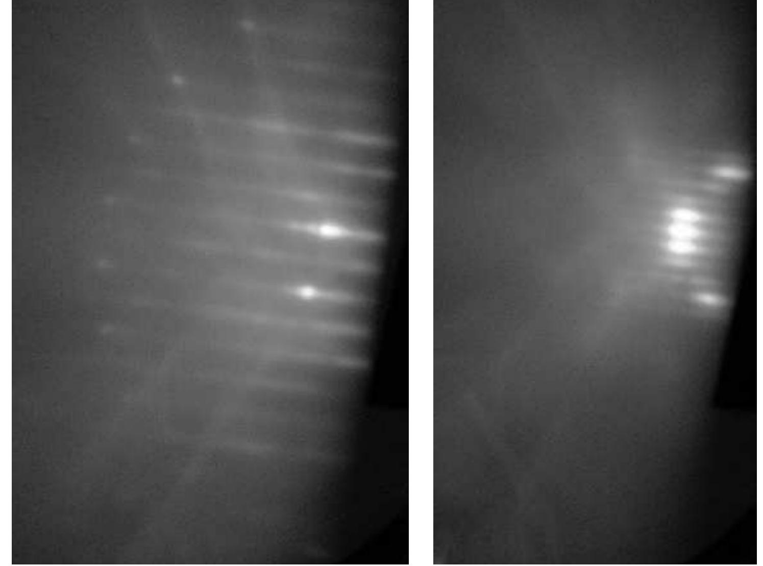 2x (left, [110] direction) and 4x (right, [010]) diffraction