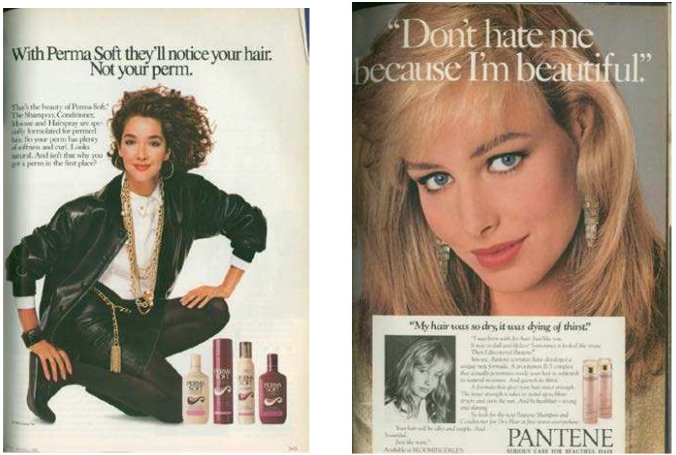 1988 perma soft advertisement, 1987 pantene advertisement