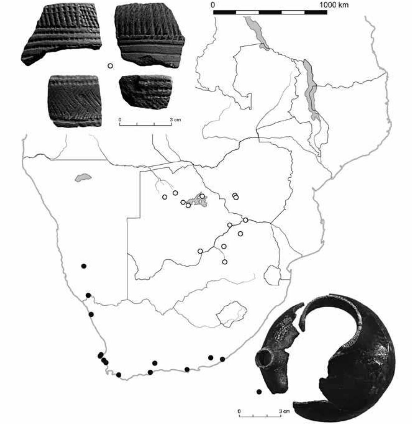 2: map of southern africa showing the distribution of sites