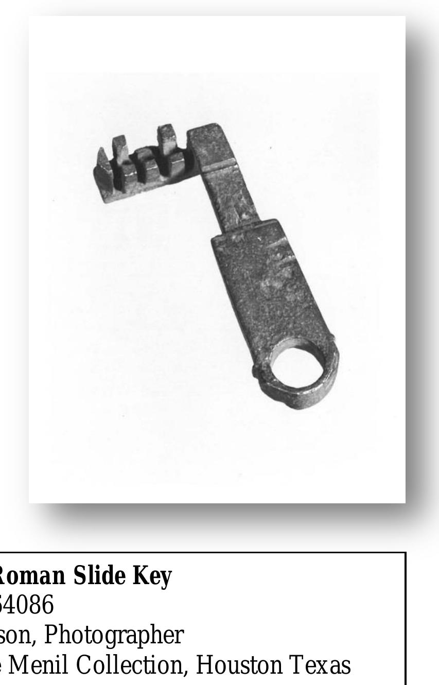 Figure 13 - A Typology of Roman Locks and Keys
