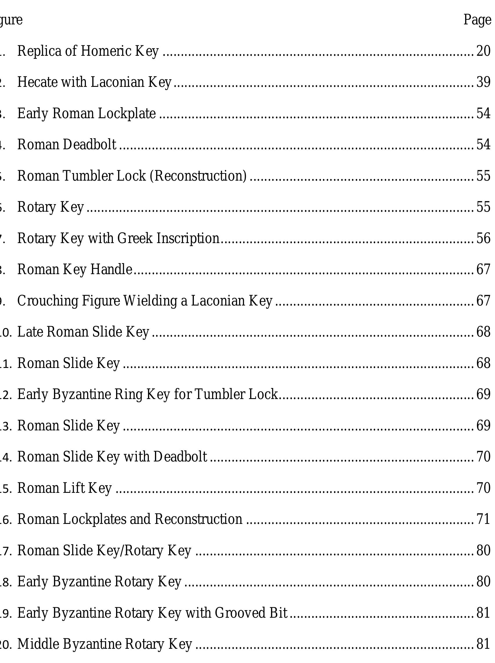 Table 4 - A Typology of Roman Locks and Keys