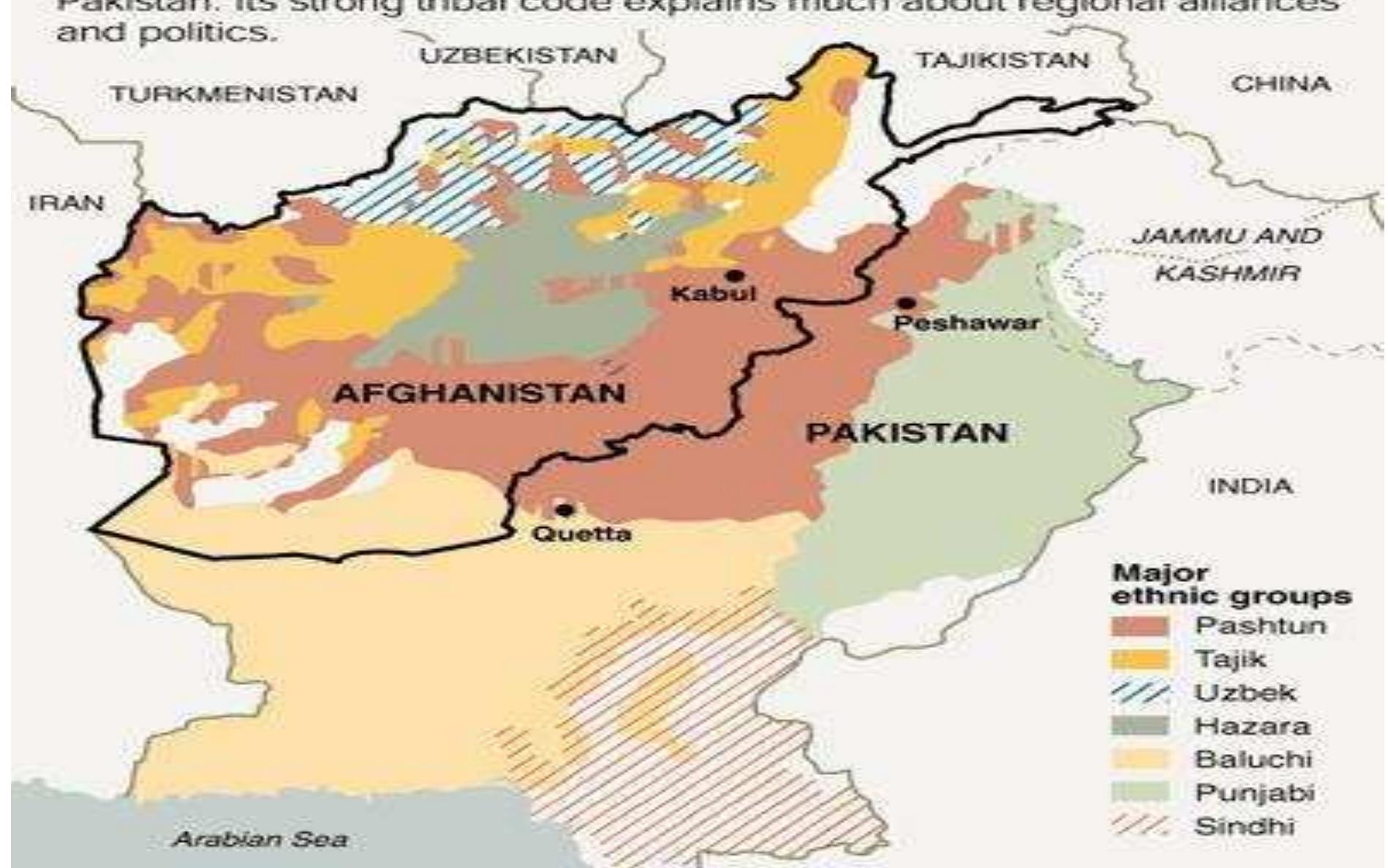 ethnic map of pakistan and afghanistan. notice how the