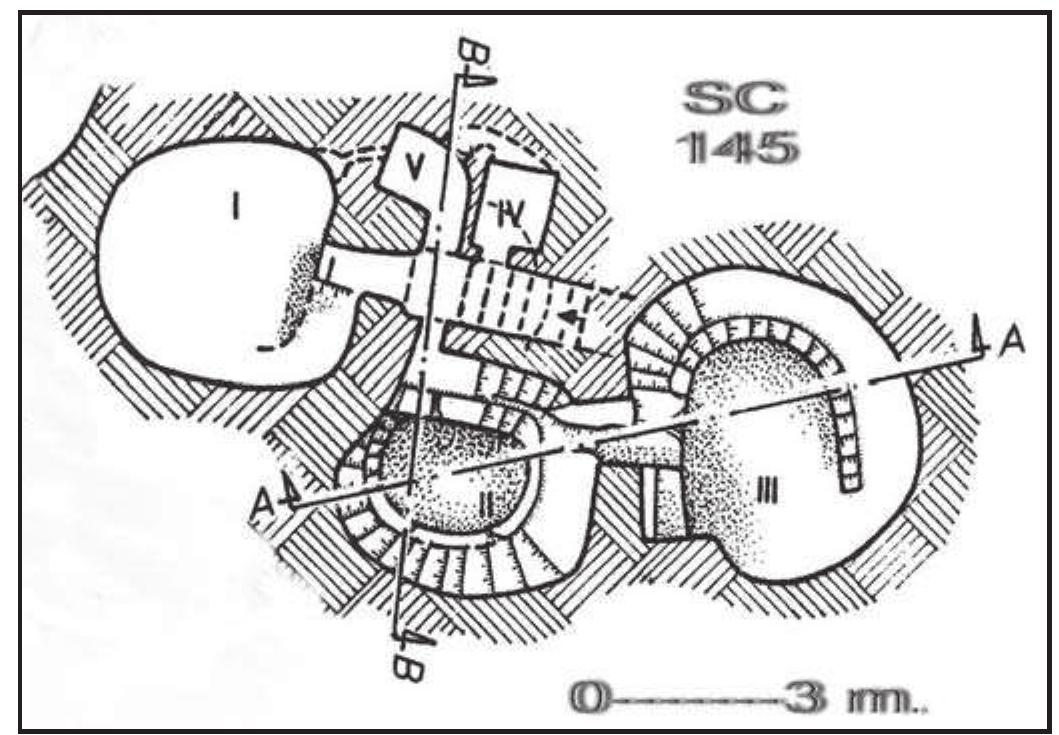 - plan of sc 145, showing basic layout of a subterra- nean