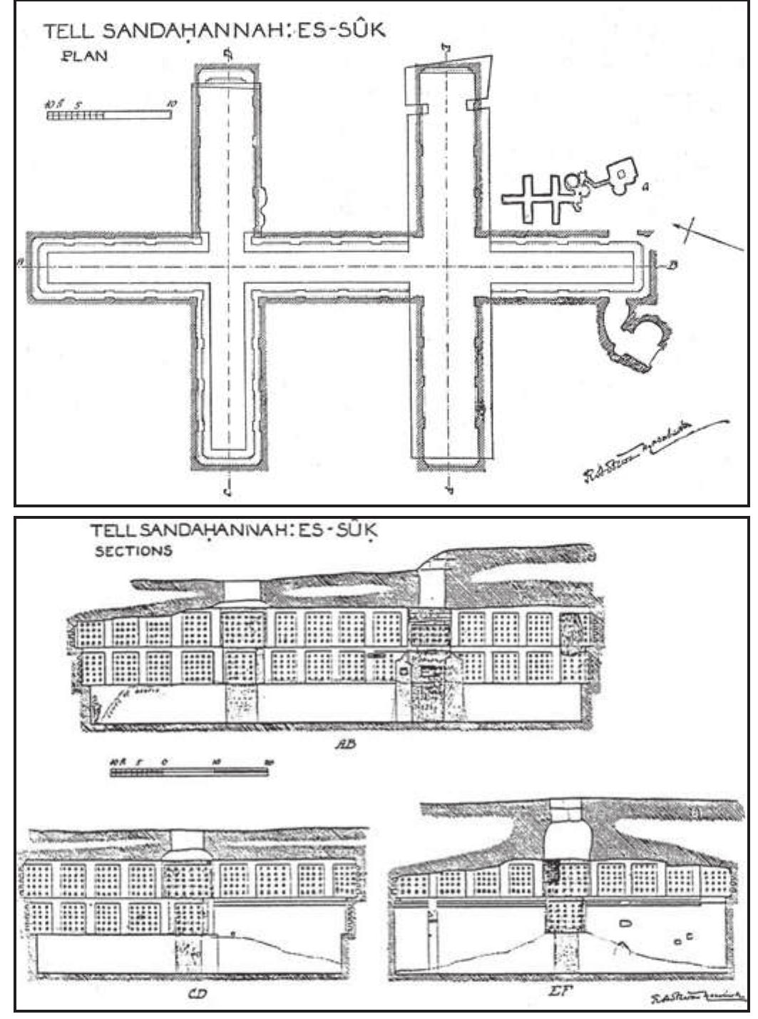 - plan (a) and section (b) of the columbarium knowr as