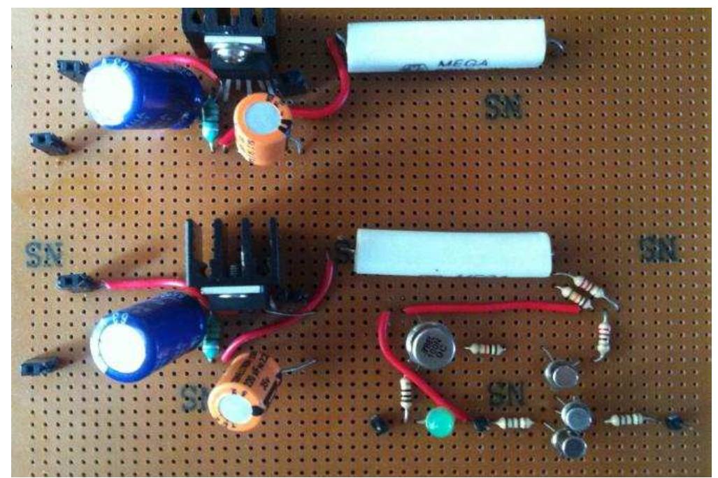 B. test circuit with positive and negative dc power supply.