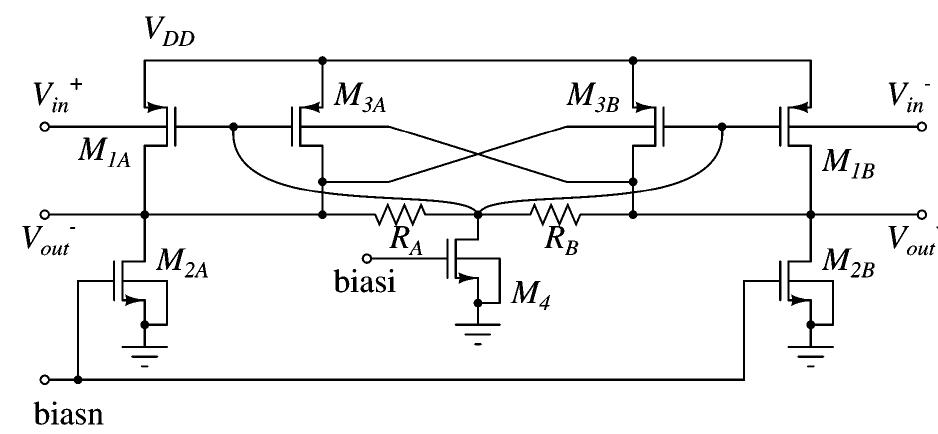 Fully differential body-input gain stage with local