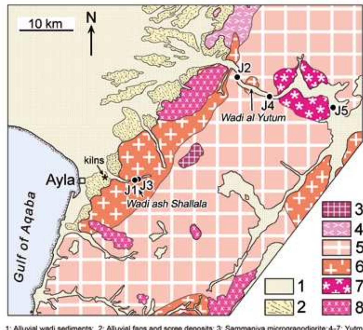 Geological map of the ‘aqaba region. shown are the locations