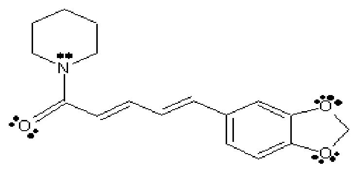 Chemical structure of piperine. plant derived drugs secured