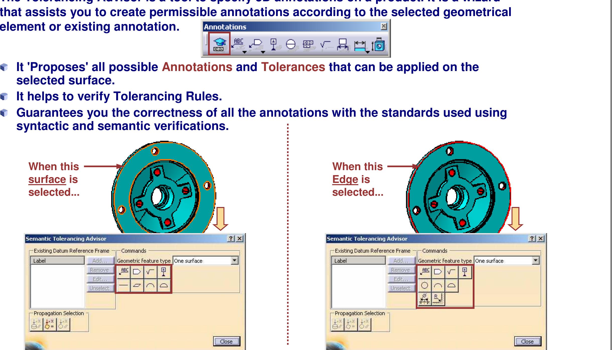 The example explains how the dialog box changes when the