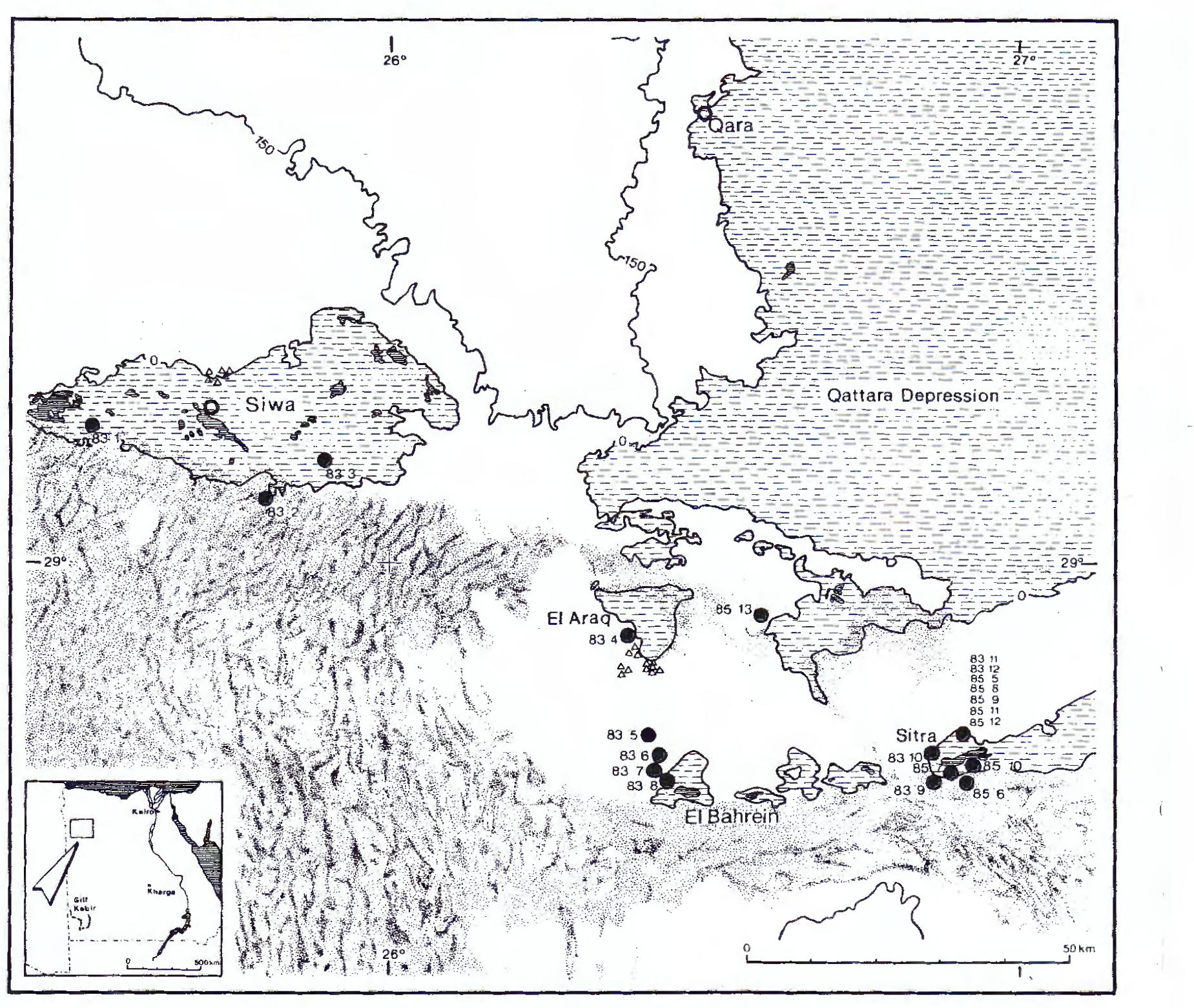 Map of the qattara/siwa area with the geographical position