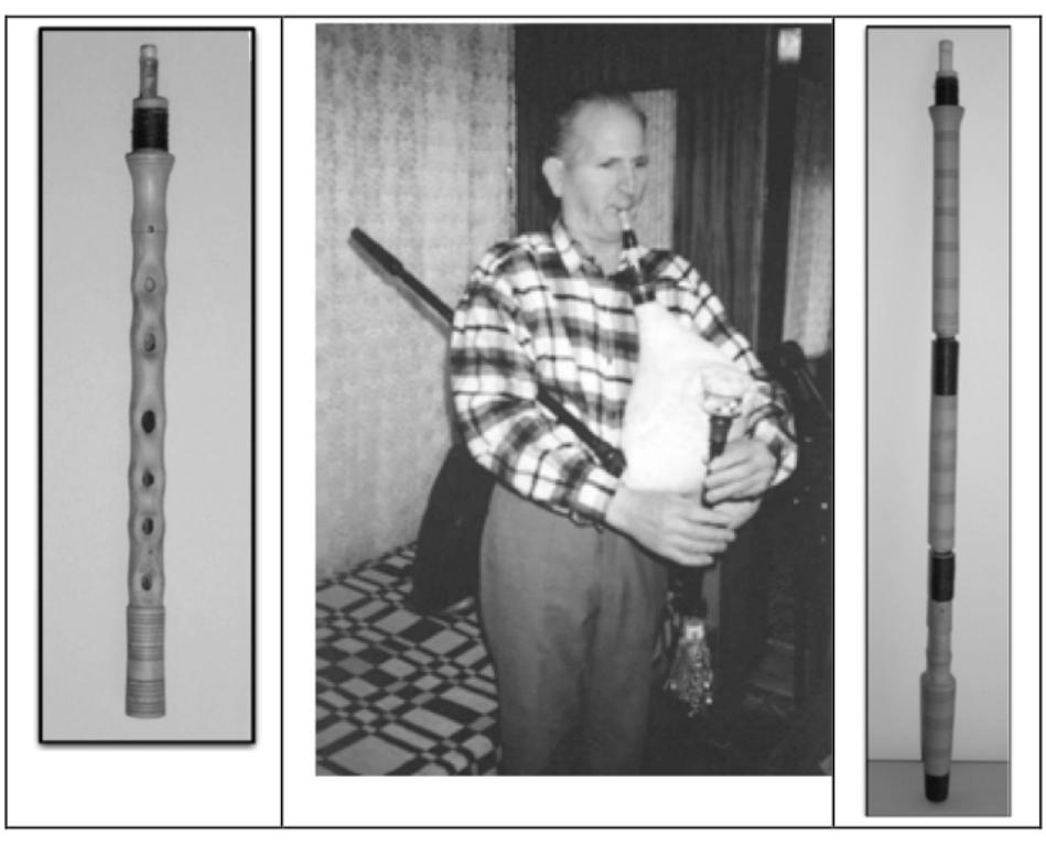 Left: gaida chanter. middle: vangelis kekes (gaida), from