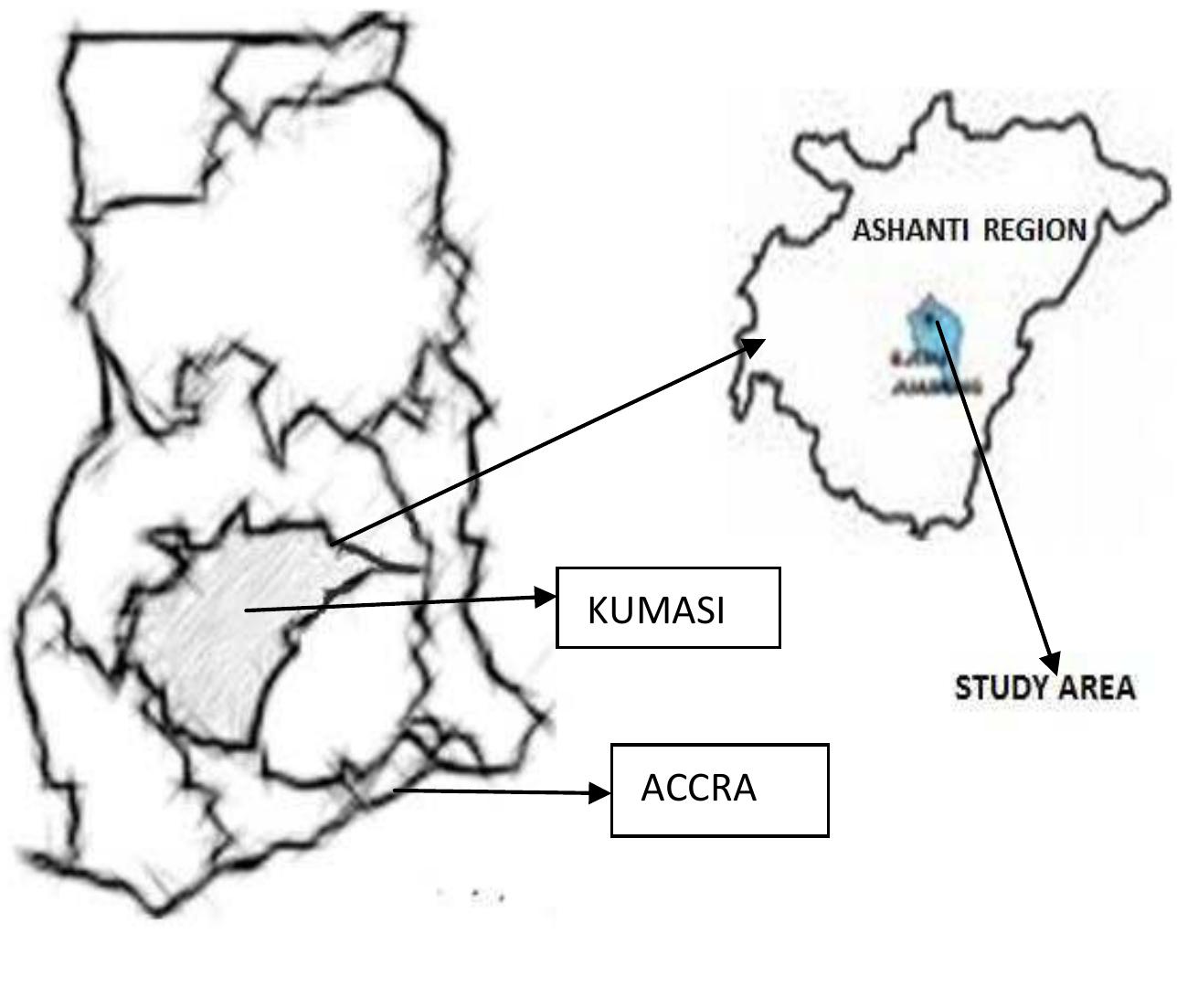 Plate 3. map of ghana showing ejisu-j uaben municipality.