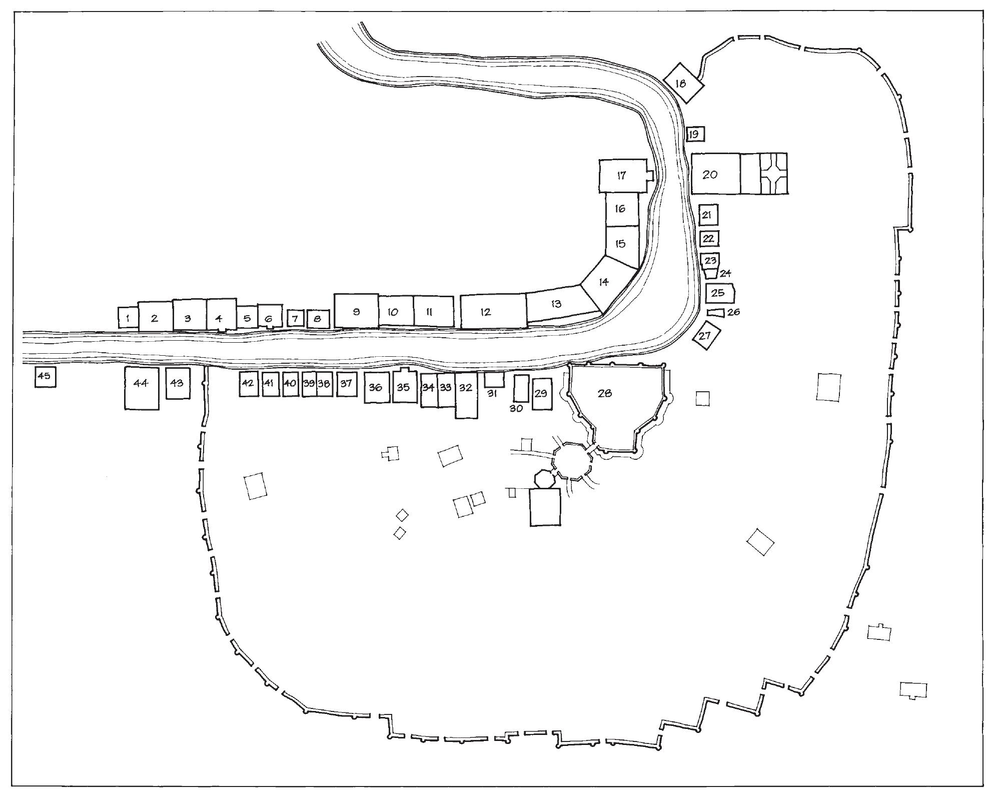 Plan of agra, drawn with added numbering after a plan