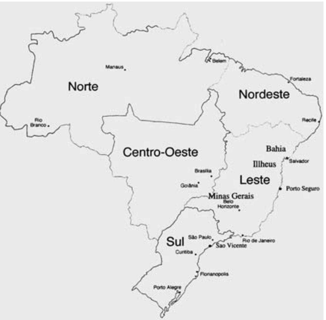 Map 7.1. regions of brazil with key cities. derek roff