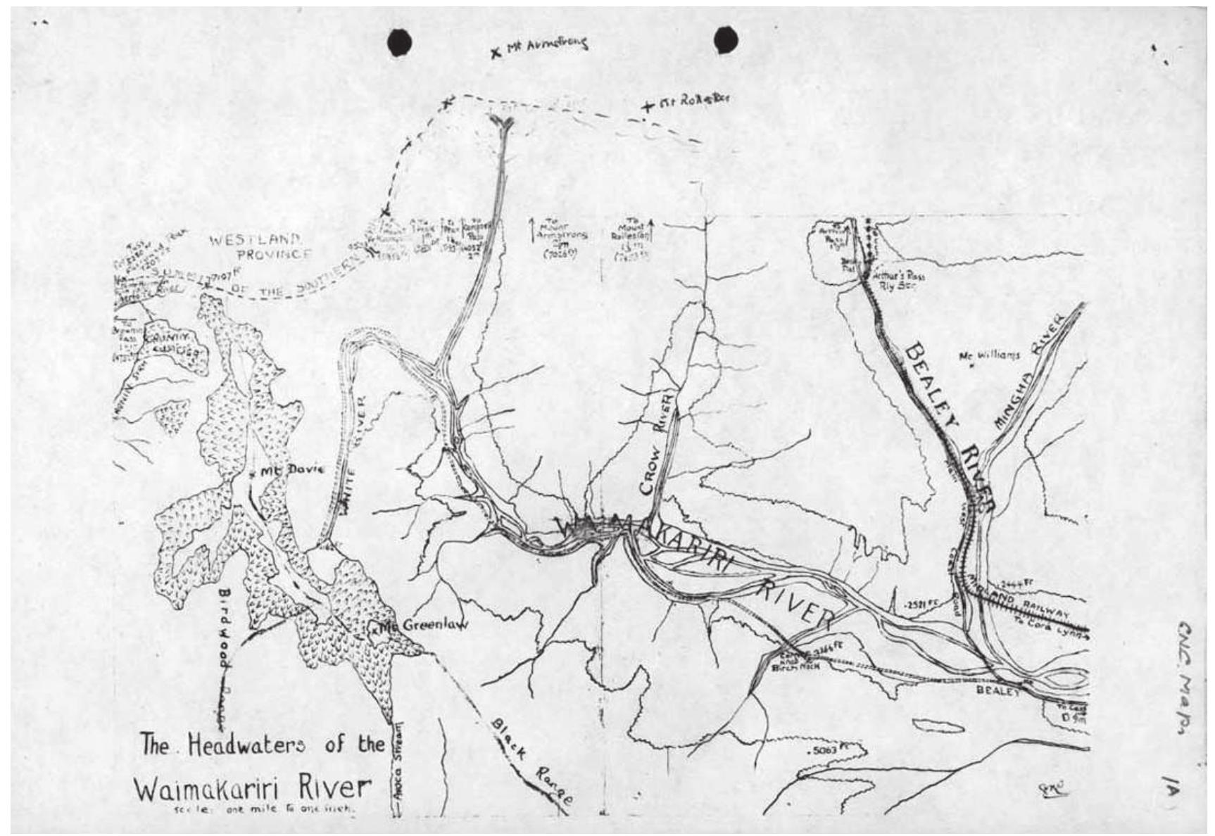 Gerard carrington’s map “the headwaters of the waimakariri