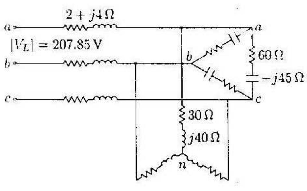Three phase circuit diagram for this example. solution:
