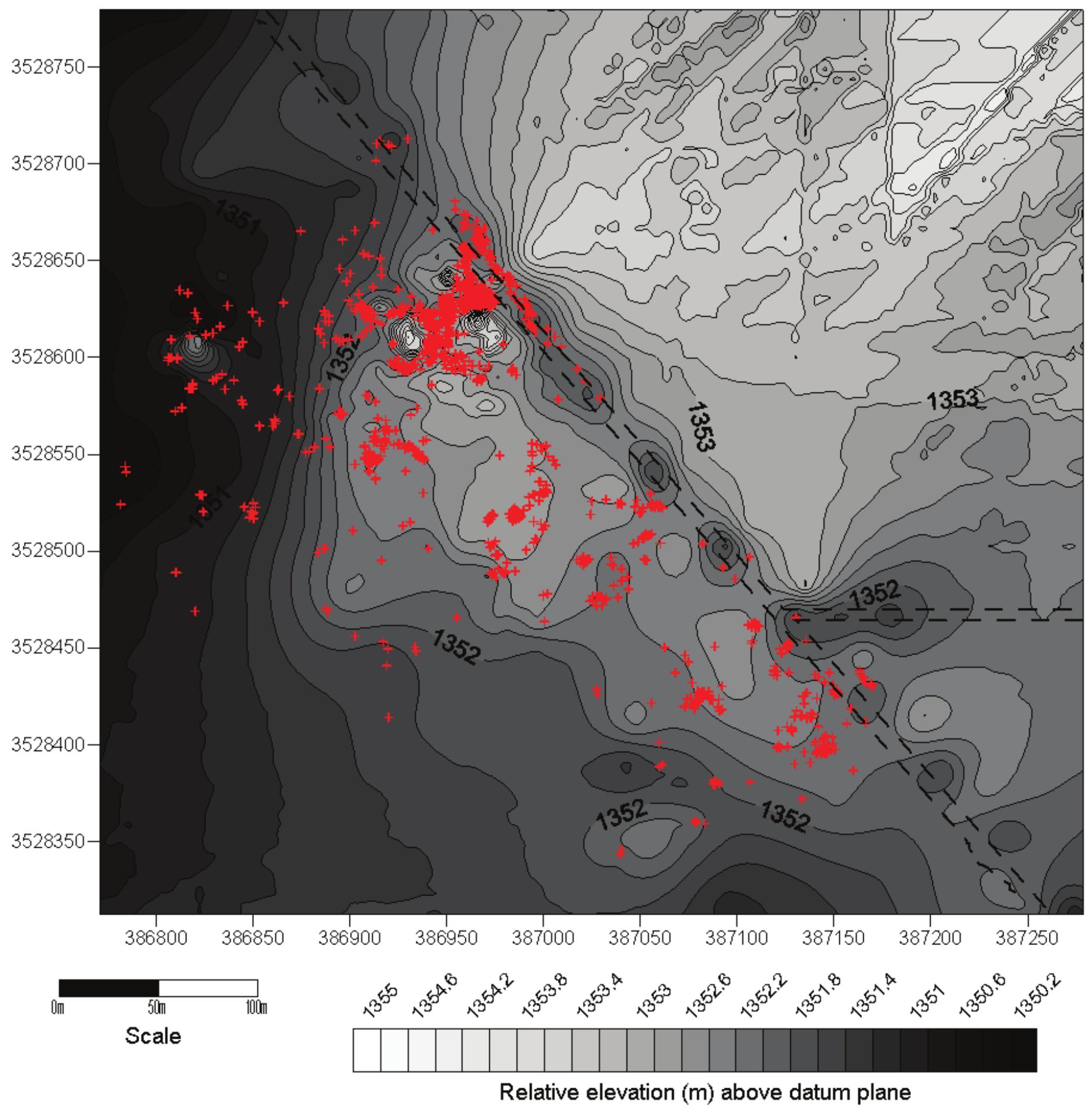 Topographic contour map of el arenal. surface artifact plots