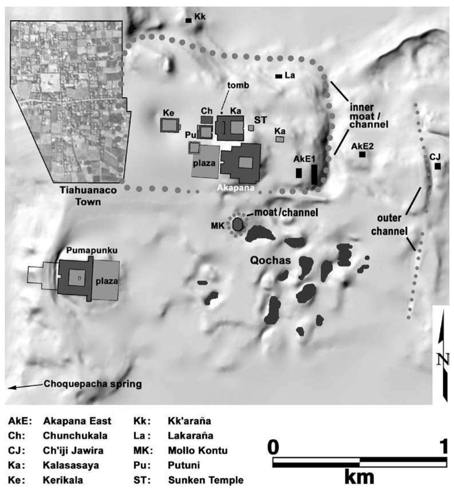2. map of tiwanaku showing the location of sectors excavated