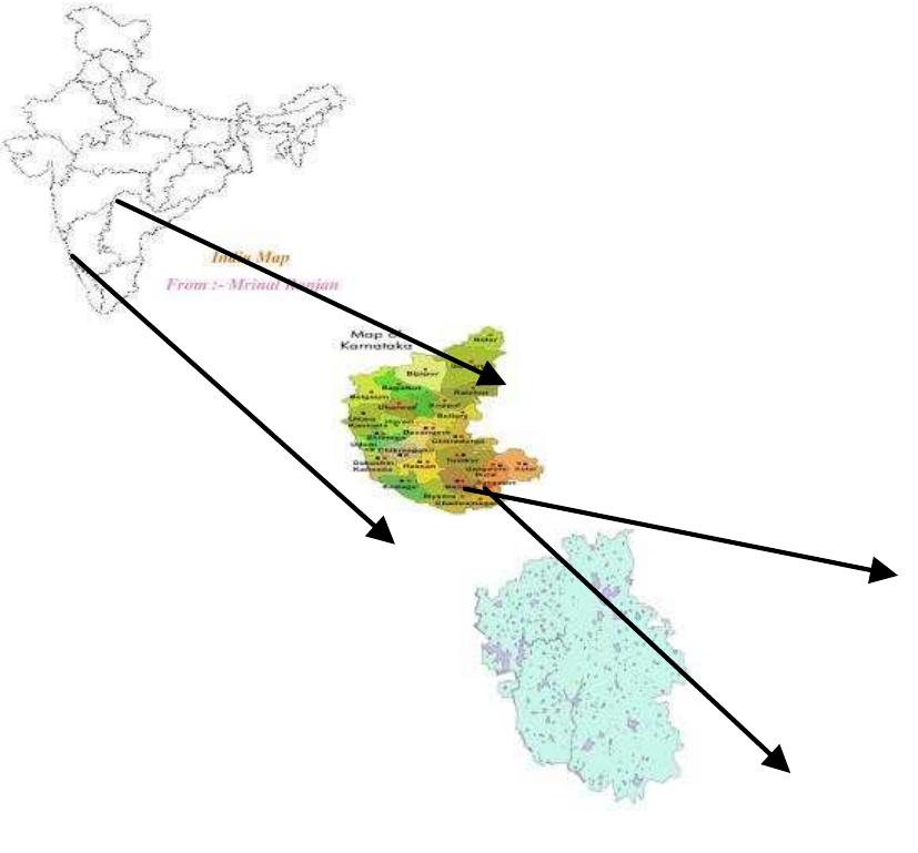 Map 1: location map of kunigal taluk 981 sqkm. the area is