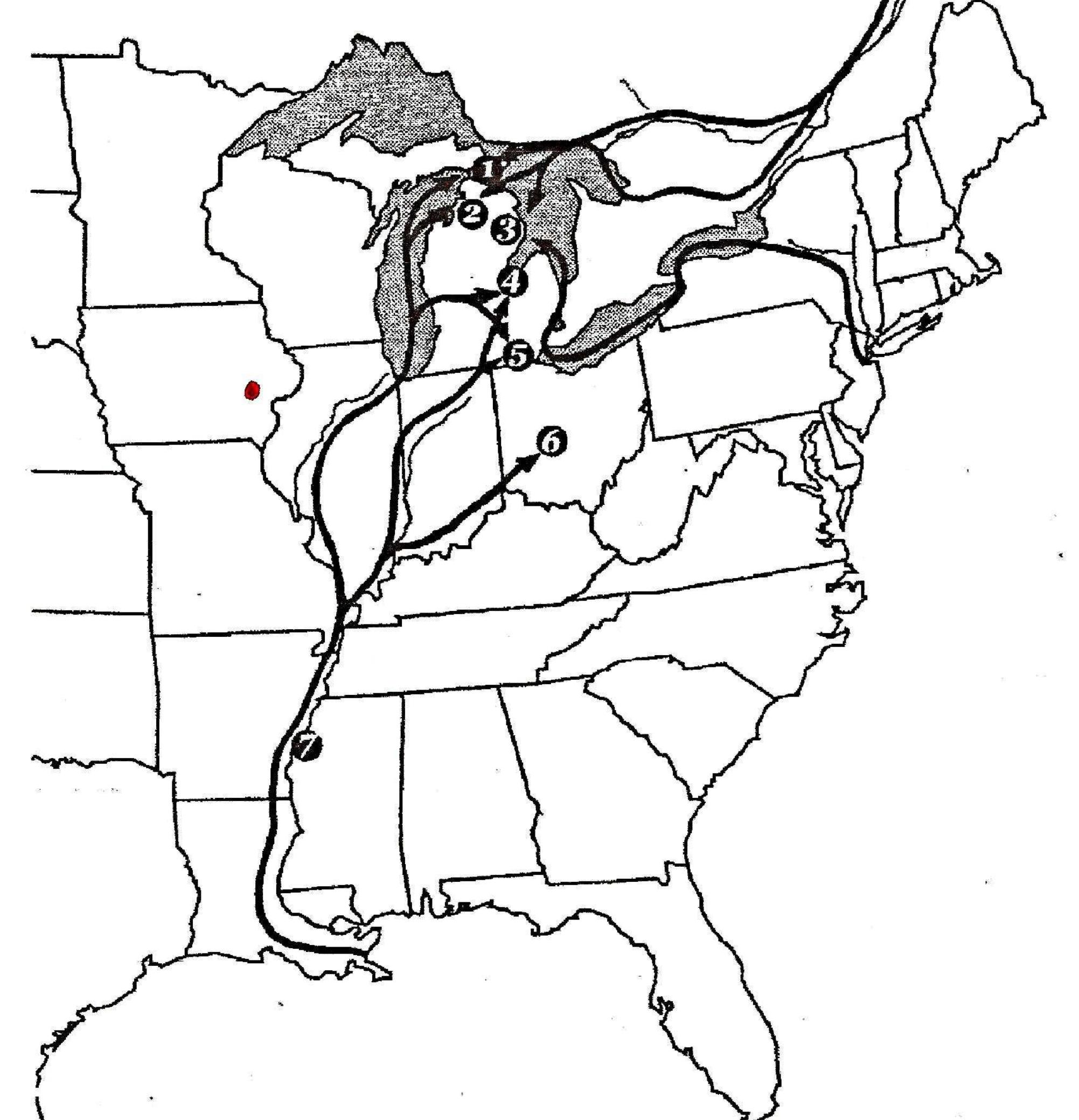 Anomalous marine mammal fossils map with red dot