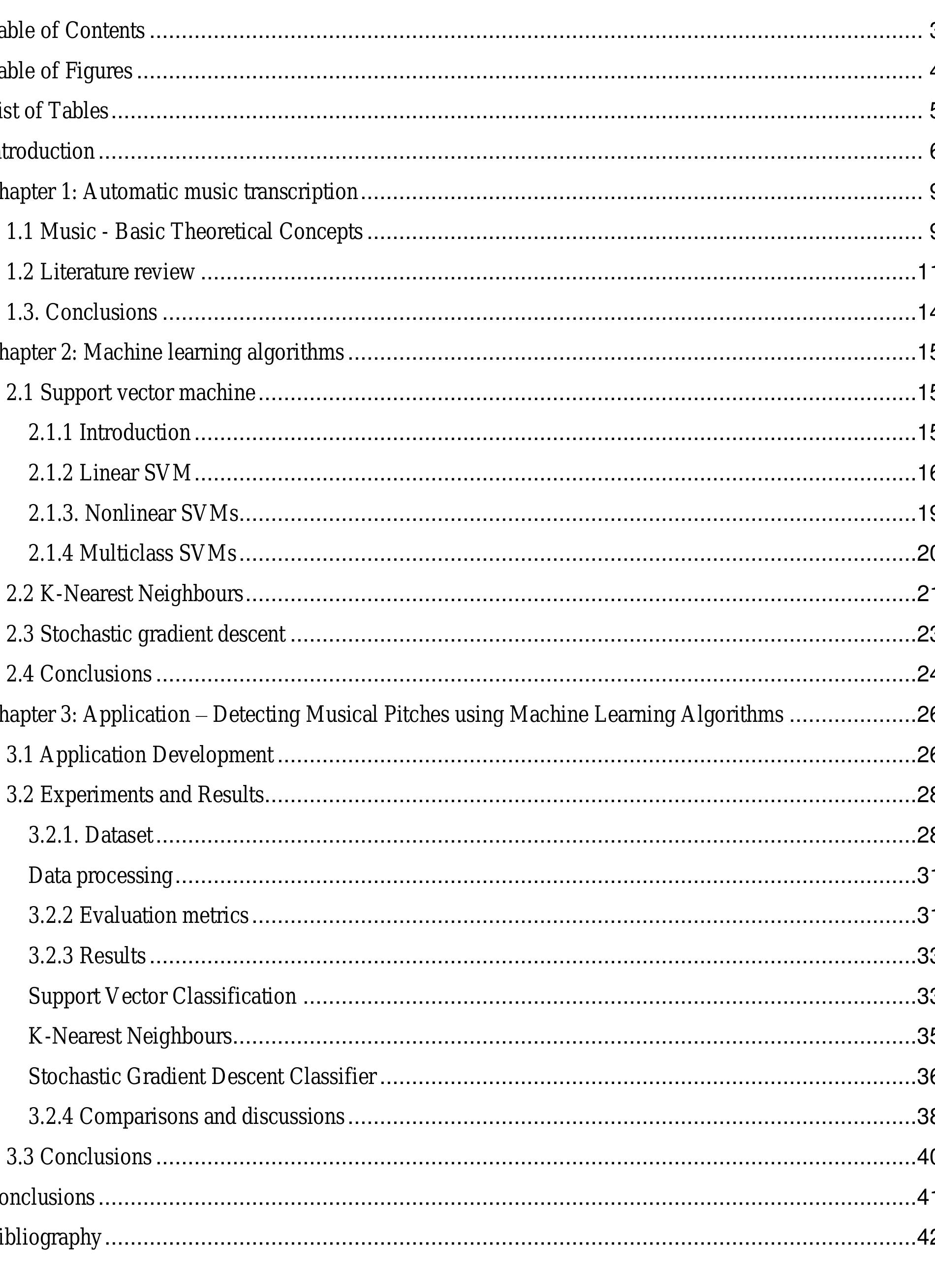 Table 1 - Musical Pitch Detection Using Machine Learning