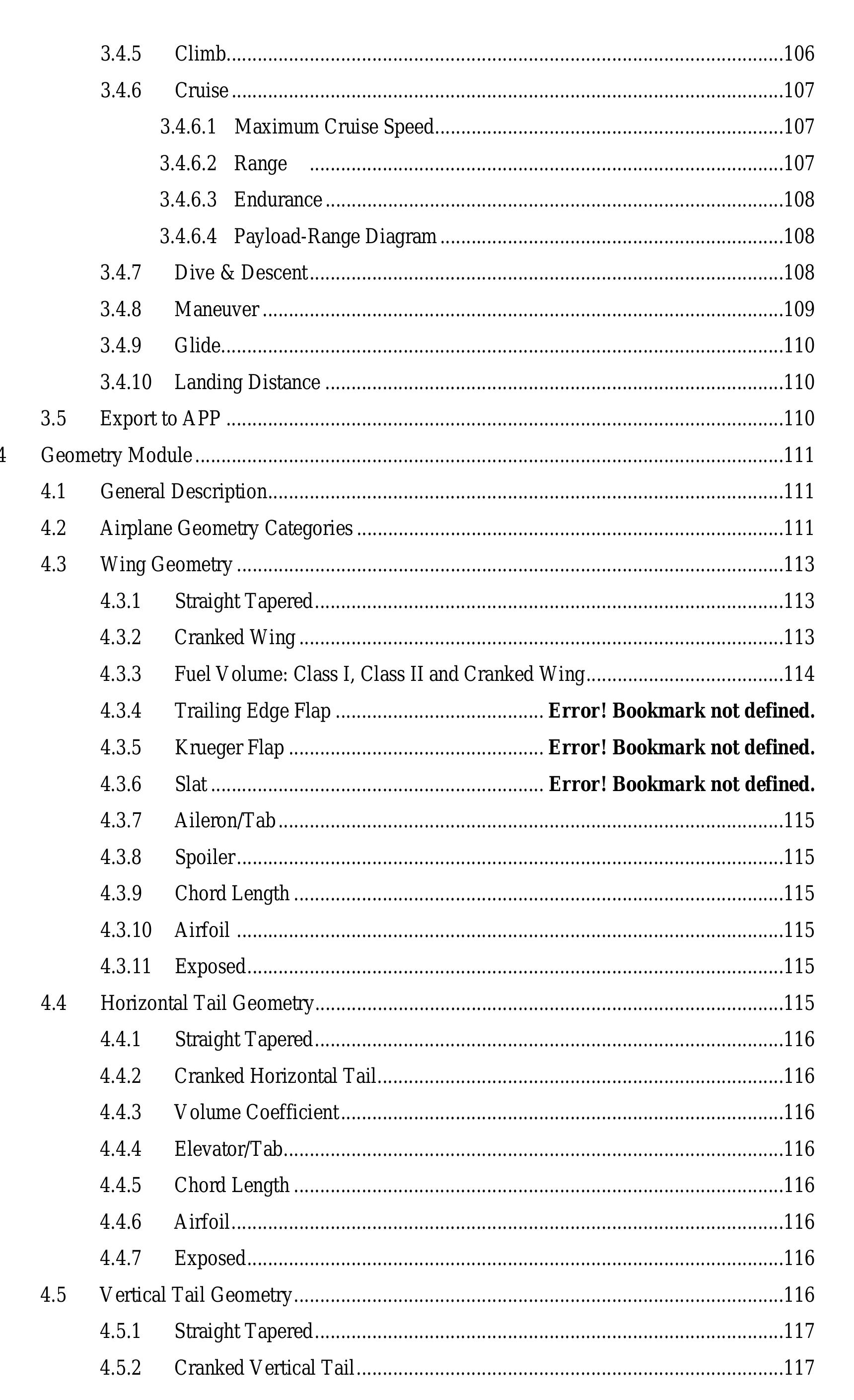Table 4 - Aircraft Analysis User’s Manual