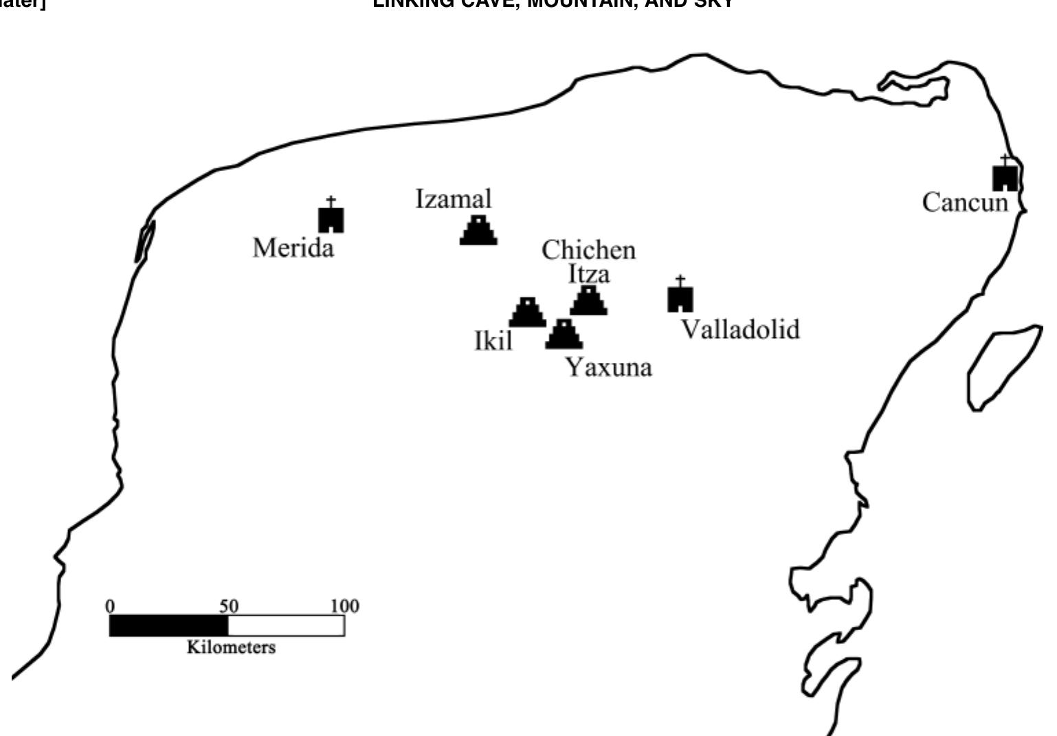 Map of yucatan showing the location of ikil, chichén itza,