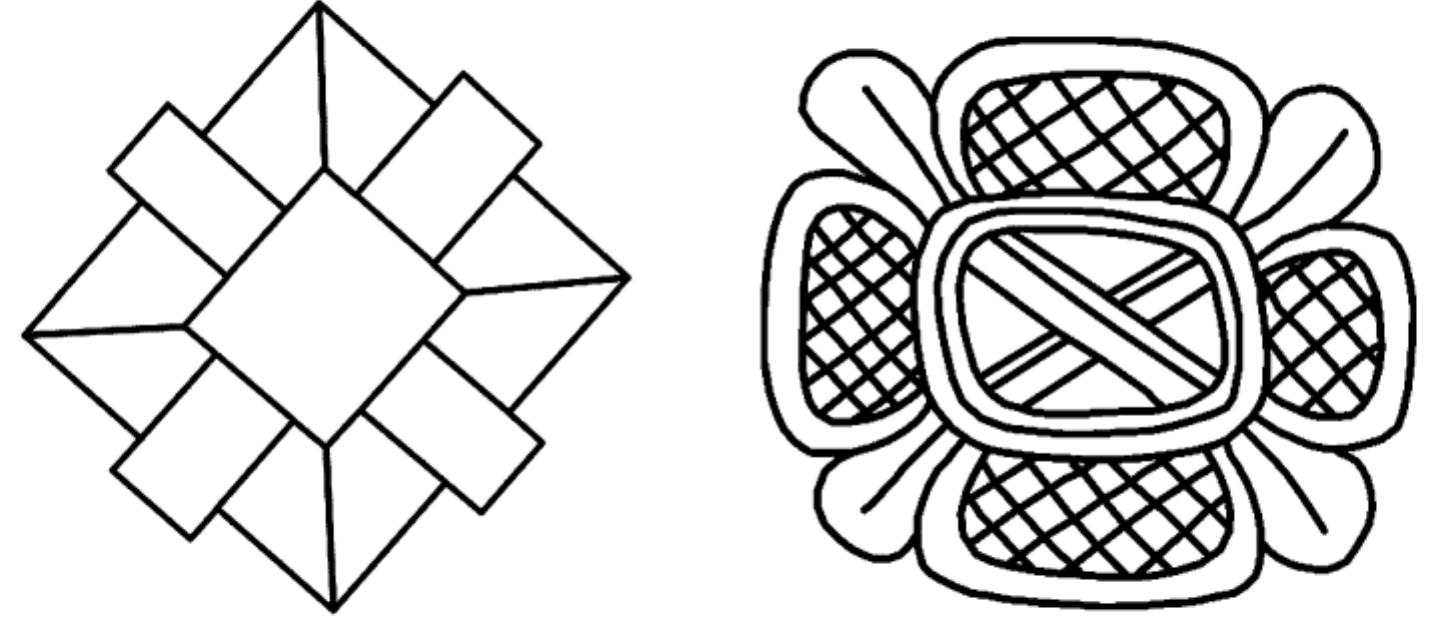 Comparison of the general layout of a radial pyramid to the