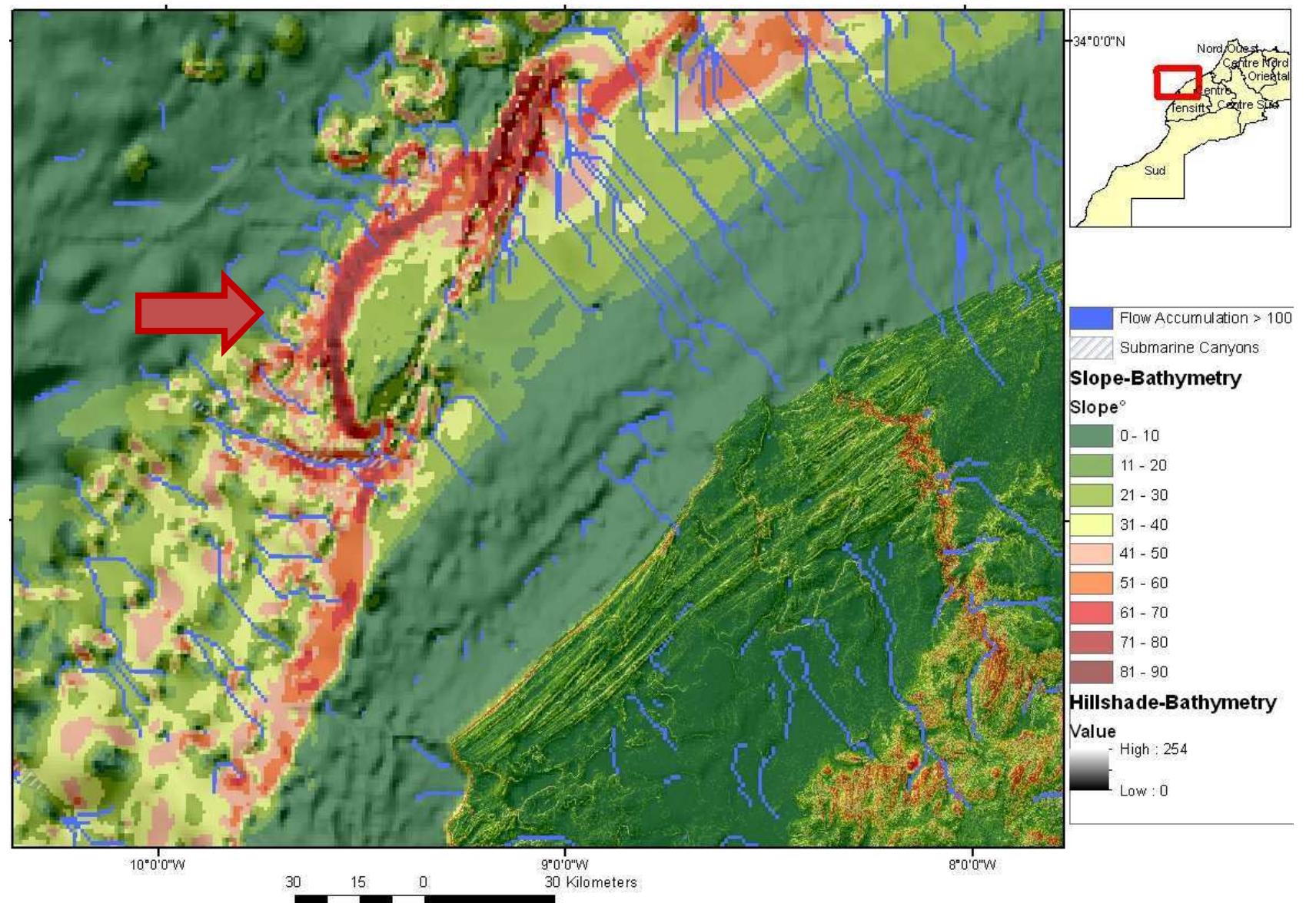 Submarine block-gliding? - slope gradient map combined with