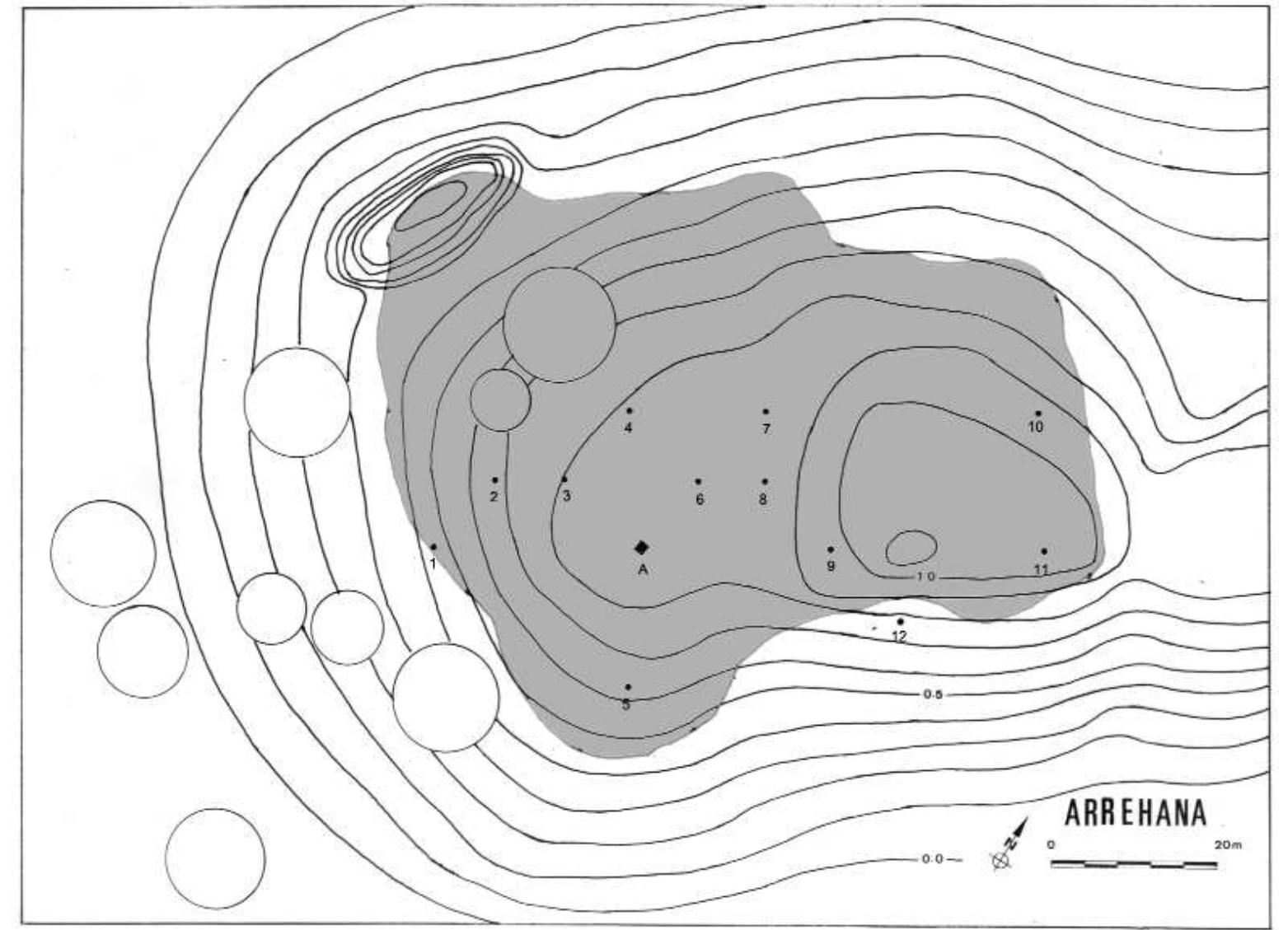 - topographical map of the arrehana mesolithic site (no.