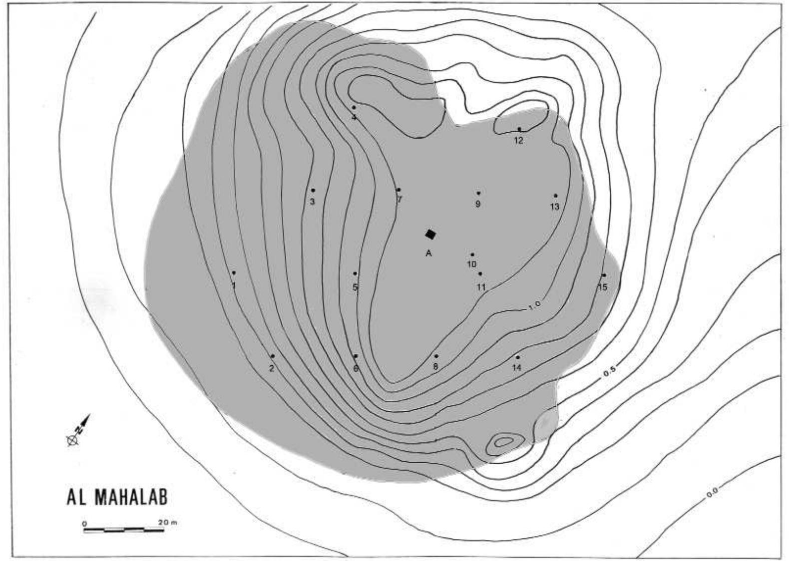 - topographical map of the el mahalab mesolithic site (no.