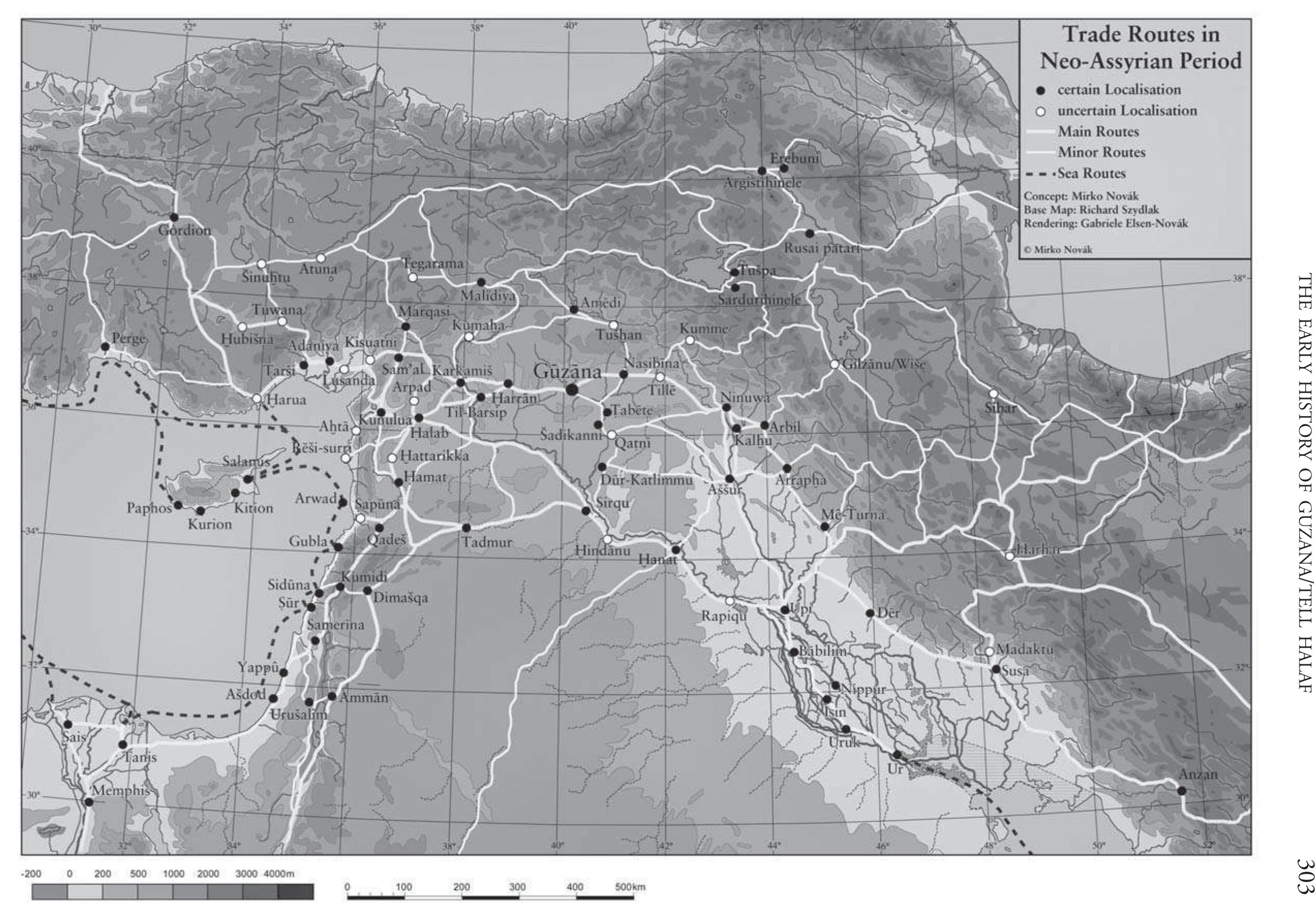 Map showing the road system in ancient near east during the